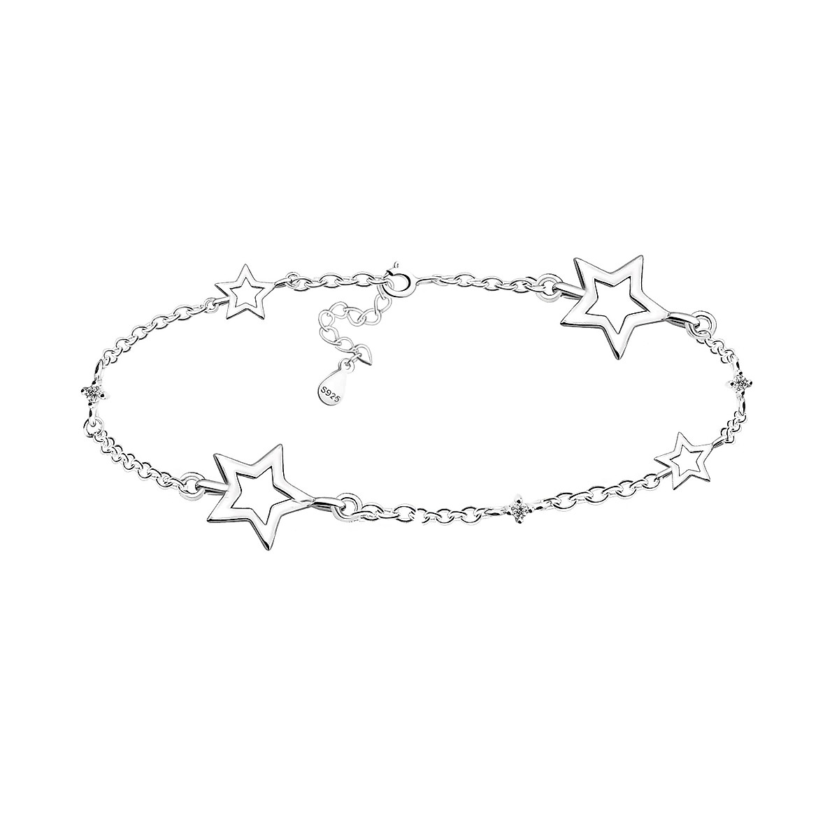 Sofia Milani - Solid 925 Sterling Silver Bracelet for Women - with Zirconia Stone - Star Pendant - B0266