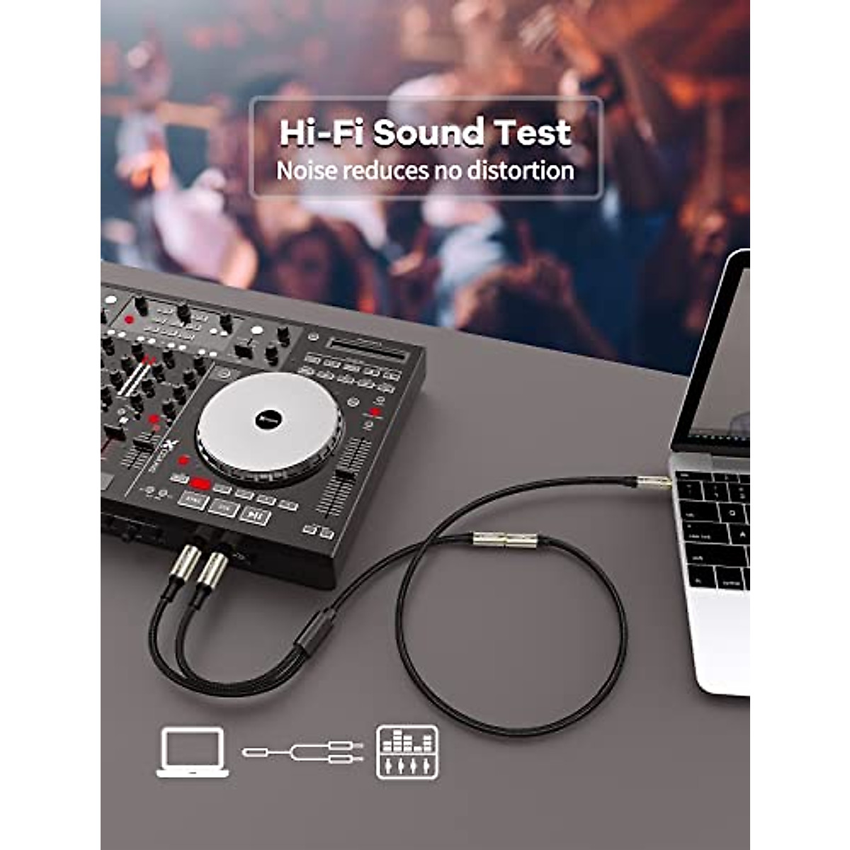 VIOY 3.5mm to Dual 1/4 Inch Audio Splitter Cable, Gold Plated 1/8" TRS Female to Dual Quarter Inch 6.35mm TS Mono Male Plug Braided Stereo Breakout Cable 35cm/13.8inch