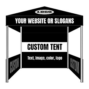 SOSITE Free Design Custom Logo Pop Up Canopy Tent for Trade Show with 1pc Full Backwall 2pcs Half Sidewalls-10x10