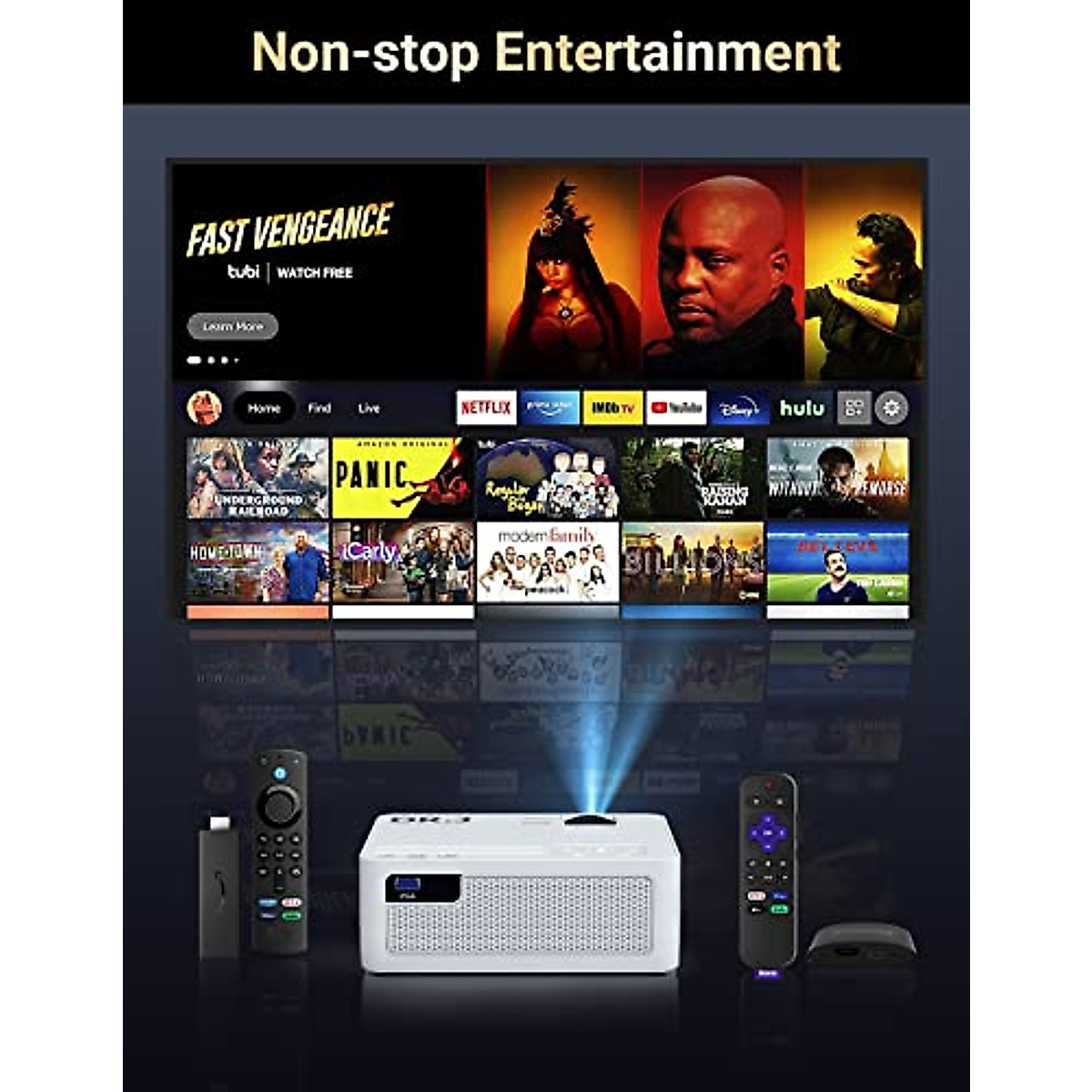 5G WiFi Bluetooth Projector, Full HD Native 1080P Projector 9500Lumens with Wireless Mirroring Screen, Compatible with TV Stick/HDMI/DVD Player/AV for Theater Movies [120" Projector Screen Included]