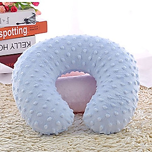 Neck Pillows Baby Kids Travel Pillow Inflatable Head Support Pillow Cute Cozy U Shape Neck Pillow for Car Seat Airplanes Train Soft Washable Chin Neck Support Pillow for Toddler Boys Girls (Blue)