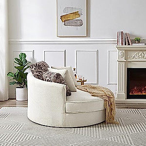 TARTOP Accent Barrel 5 Movable Pillow 360 Degree Swivel Round Sofa Chair for Living Room,Bedroom, Hotel,Beige