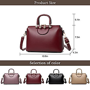 Purses and Handbags for Women Fashion Leather Top Handle Bag Ladies Satchel Shoulder Tote Messenger Work Bags (Red)