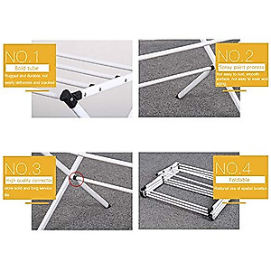FKUO Household Indoor Folding Clothes Drying Rack, Dry Laundry and Hang Clothes,Towel Rack for Storage (White)