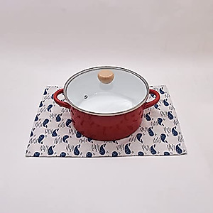 Enamel Saucepan with Glass Lids, 4 Quart Multipurpose Stockpot with Lid, Sauce Pot, Cooking Pot with Double Handles, Stew Pot, Simmering Pot, Soup Pot (4 QT, Red)