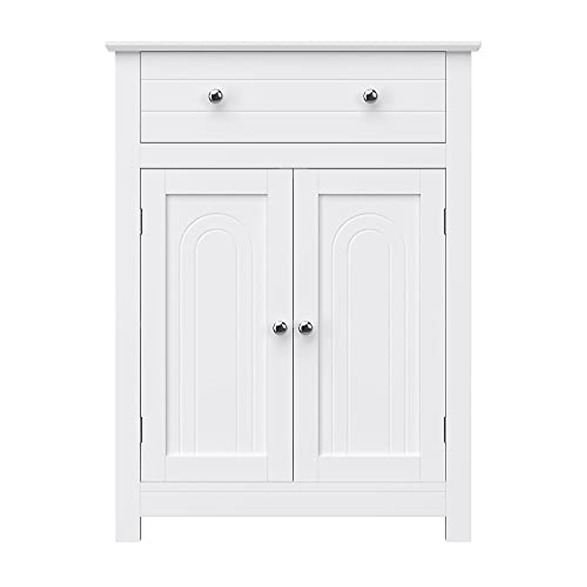 VASAGLE Bathroom Storage Cabinet Free Standing, with Drawer and Adjustable Shelf, Kitchen Cupboard, Wooden Entryway Storage Cabinet, 23.6 x 11.8 x 31.5 Inches, White UBBC61WT