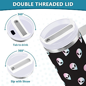 ARGTILDN 30 oz Tumbler Alien Space Insulated Travel Mug with Handle and Straw Lid Stainless Steel Vacuum Coffee Cup Tea Beverage Container Water Bottles for Car Sports office