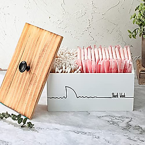 Hoolerry Wood Tampon Holder for Bathroom Farmhouse Pad and Tampon Organizer for Bathroom Feminine Product Organizer Rustic Tampon Storage Container for Bathroom Countertop (Simple Style)