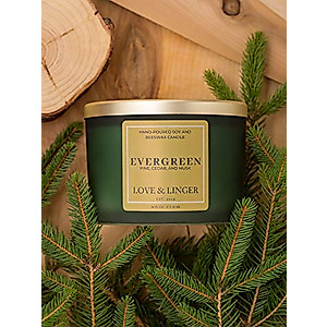 Evergreen Candle | Pine Candle | Luxury Soy & Beeswax Scented Candles for Home | 16 oz. Large Jar Candles | Christmas Candles | Winter Candle | Organic Gifts for Her