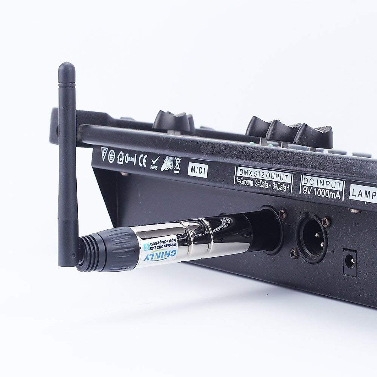CHINLY 8pcs DMX512 DMX Dfi DJ 2.4G 7 Charging Wireless Receiver Built-in Battery & 1 Transmitter LED Lighting Control for LED Stage Par Party Light