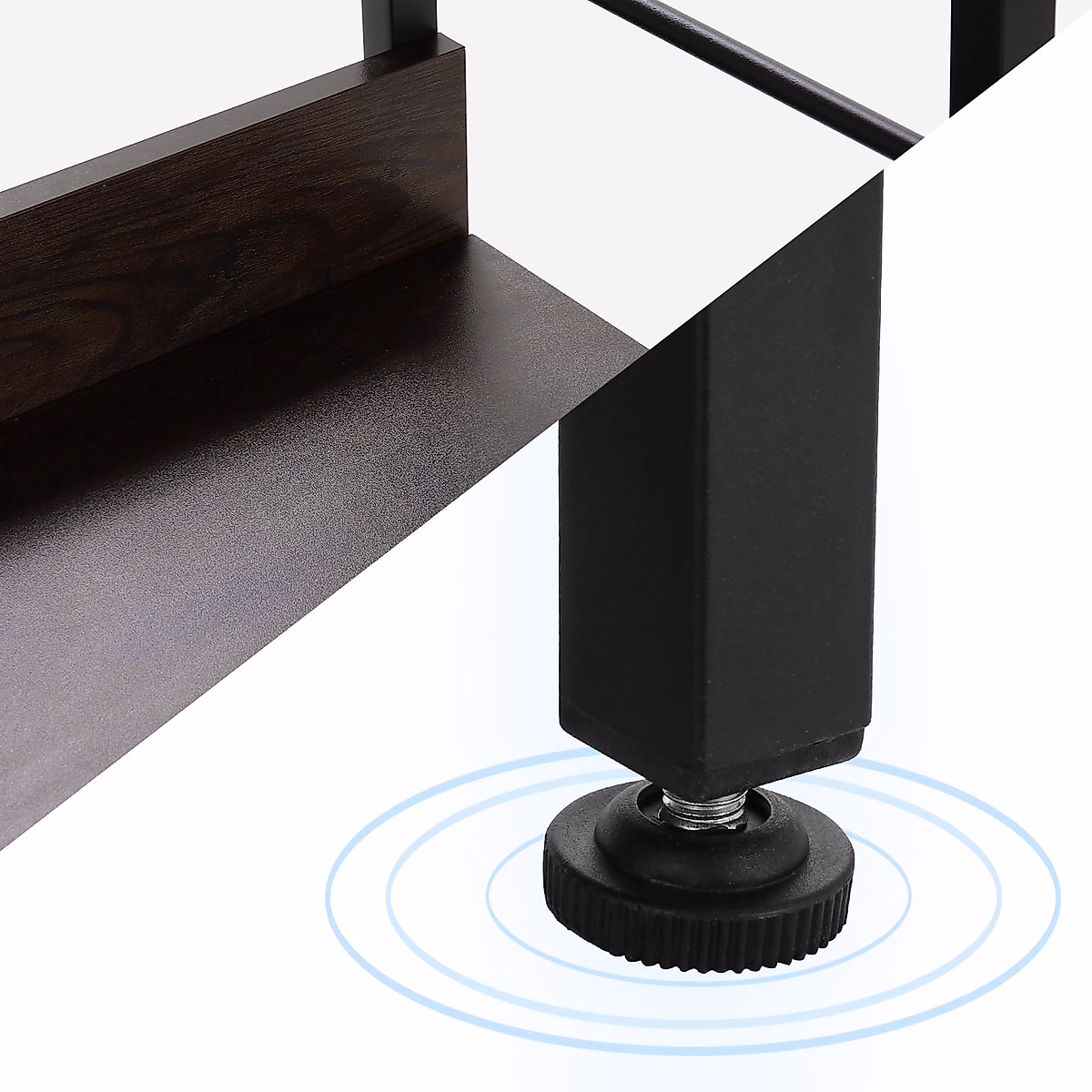 Homdox 5 Tier Ladder Shelf, Industrial Bookshelf Wood and Metal Bookcase, Plant Flower Stand Rack Book Rack Storage Shelves for Home Decor, Walnut