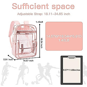 Telena Clear Backpack, Heavy Duty PVC Transparent Backpack with Reinforced Strap, See Through Bookbag for College Workplace