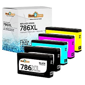 Houseoftoners Remanufactured Ink Cartridge Replacement for Epson 786 XL 786XL for Workforce WF-4630 WF-4640 WF-5110 WF-5190 WF-5620 WF-5690 (2B/1C/1M/1Y, 5PK)
