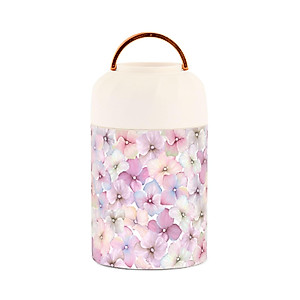 Inflorescence Hydrangea Randomly Arranged Kids Womens Insulated Food Jar Container with Spoon 17oz/500ml Kids Lunch Box Stainless Steel Vacuum Leak Proof Insulated Jar for Keep Food Hot