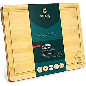 Bamboo Cutting Boards for Kitchen - Kitchen Chopping Board for Meat (Butcher Block) Cheese and Vegetables | Wooden Cutting Board Heavy Duty Serving Tray with Handles (XXXL, 24" x 18")
