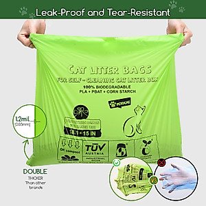 90 Count Biodegradable Cat Litter Bags Compatible with Meo* Self-Cleaning Litter Box, Pet Automatic Waste Drawer Liners, Drawstring Kitty Compostable Poop Replacement Bags (18.1" x 15")