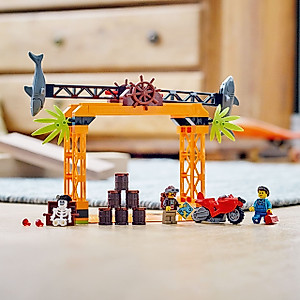 LEGO City Stuntz The Shark Attack Stunt Challenge Adventure Series Toy with Flywheel Powered Stunt Bike & Racer Minifigure, Toys for Kids Years Old and Up, 60342