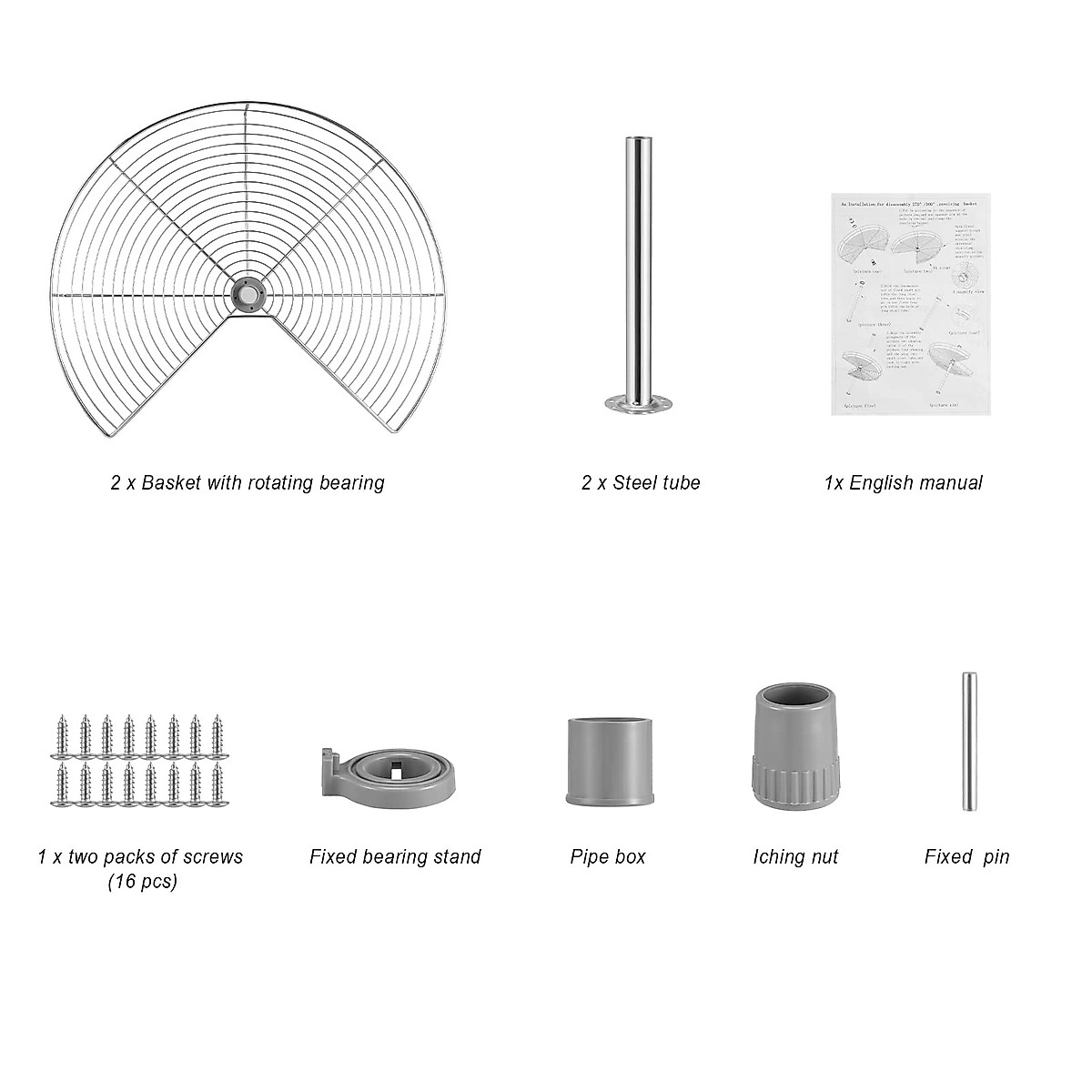 LIVOSA 32" Kidney Shaped Organizer Lazy Susan, 2-Shelf Stainless Steel Kitchen Kidney Shaped Organizer/Rotating Bask