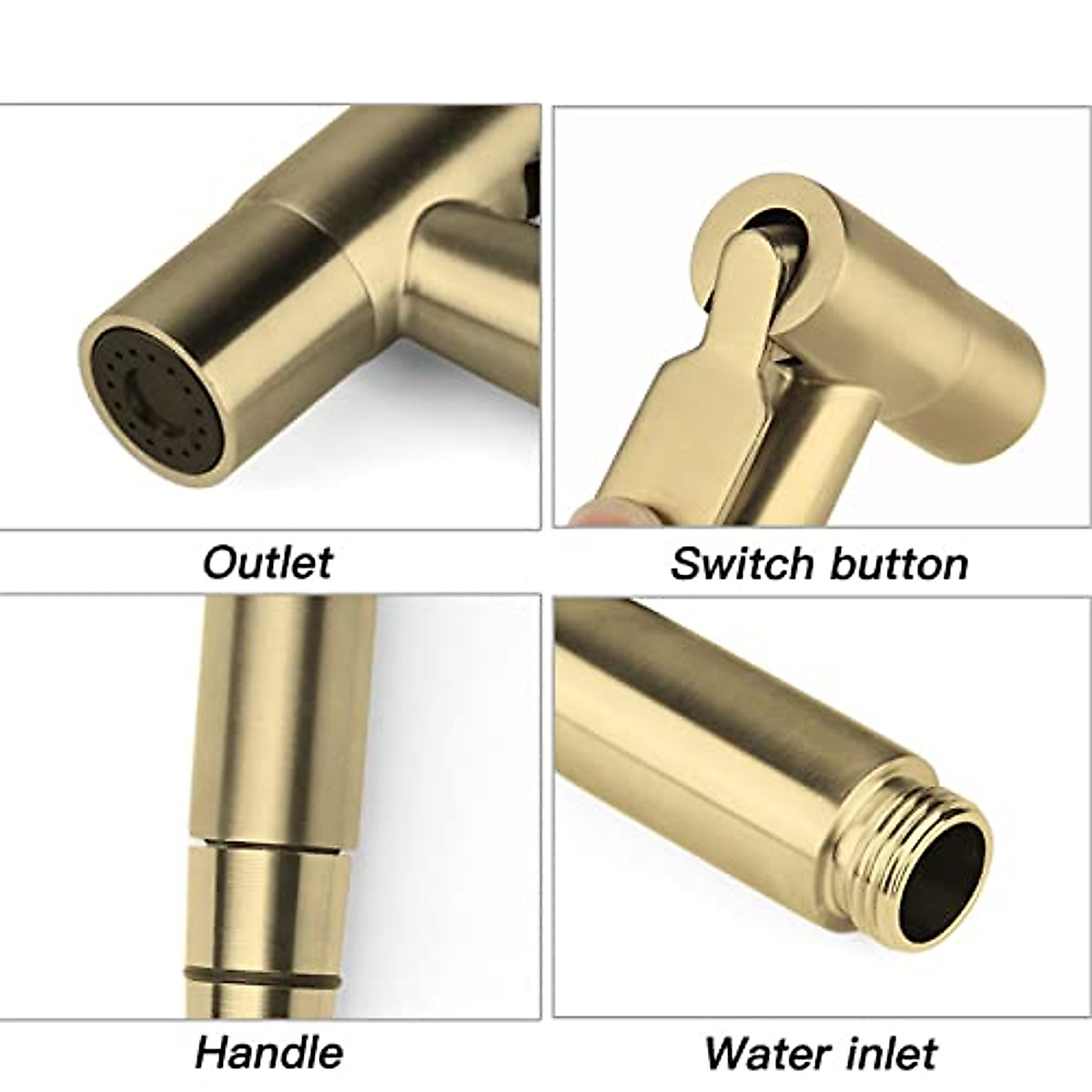ZLOCYIVHE Bidet Sprayer for Toilet, Handheld Sprayer Kit, Stainless Steel Bathroom Cloth Diaper Faucet Fixture,Brushed(Brushed Gold)