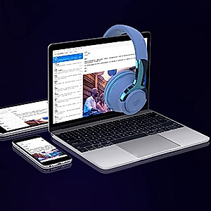 Lovskoo Bluetooth Headphones Over-Ear, Adjustable Wireless Headset with Mic, Noise Cancelling Headphones, Lightweight Head-Mounted Wireless Headphones with Deep Bass, Hi-Res Audio, Cool Stuff (Navy)