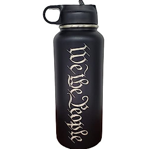 WTP We The People American Flag Stainless Steel Water Bottle Insulated - Double Walled Two-Sided Laser Engraved Hydration Bottle Hot or Cold / 32 oz US Constitution