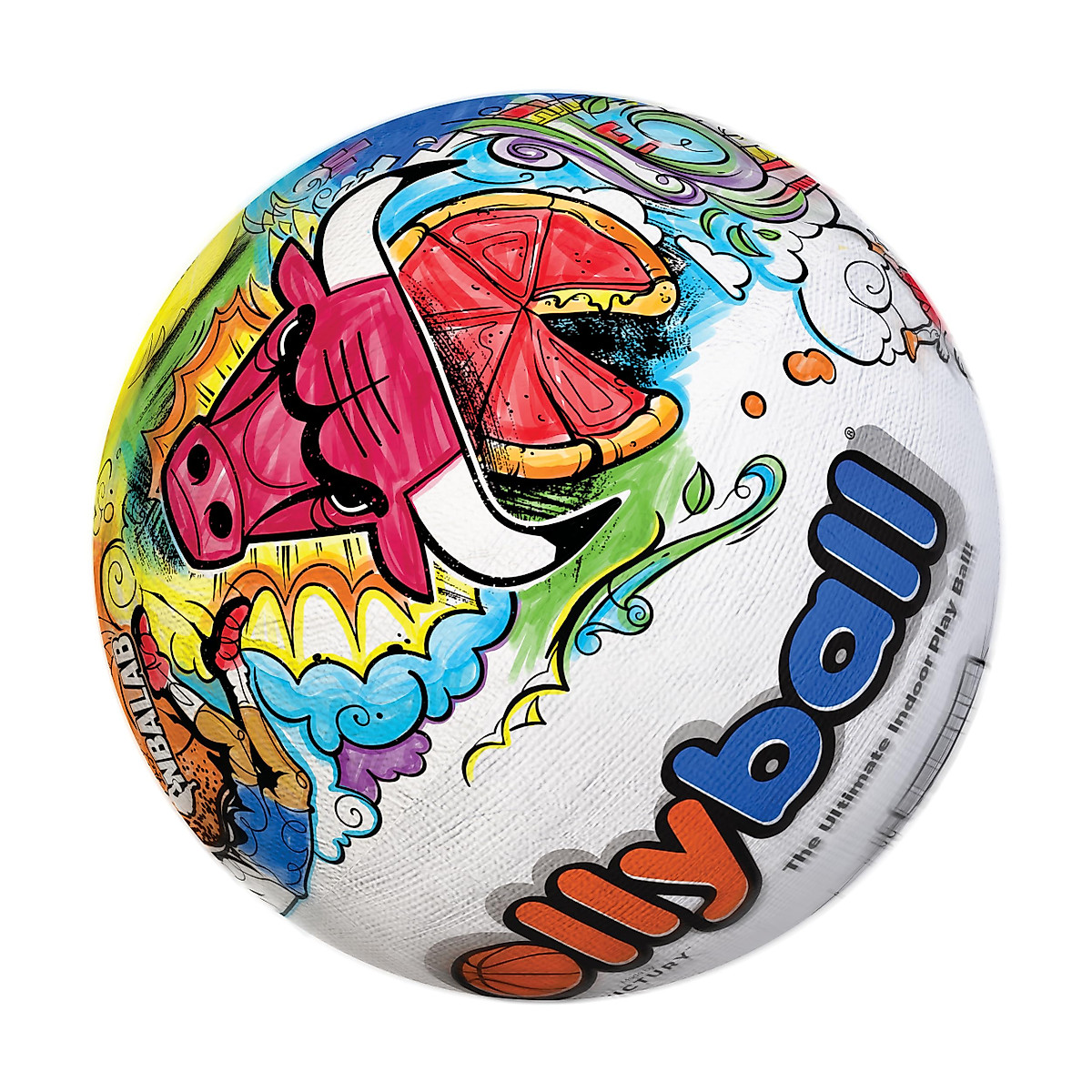 Ollyball Chicago Bulls NBA Team Edition - Patented Award Winning Colorable Indoor Kickball