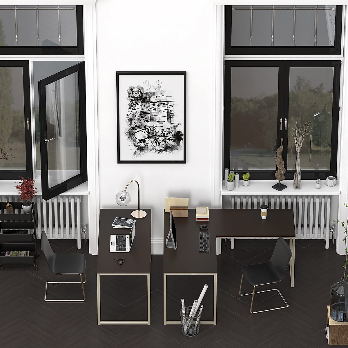 SHW Home Office 55-Inch Computer Desk, 24" Deep, Espresso