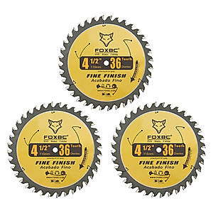 FOXBC 4-1/2 Inch Trim Circular Saw Blade 36 Tooth Fine Finish Wood Cutting with 3/8-Inch Arbor