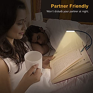 Gritin 9 LED Rechargeable Book Light for Reading in Bed - Eye Caring 3 Color Temperatures,Stepless Dimming Brightness,12+Hrs Runtime Small Lightweight Clip On Book Reading Light for Kids,Studying