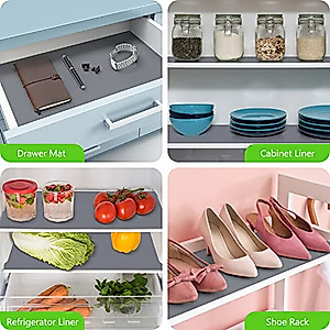 Shelf Liners for Kitchen Cabinets Refrigerator Liners Waterproof & Oil-Proof Kitchen Cupboard Liner Non-Slip Drawer Mats EVA Material Non Adhesive Fridge Liner for Shelves - Gray