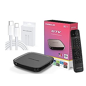 Formuler Gtv Certified Android Tv OS 9.0 with Real Bluetooth Voice Remote Control + Bonus USB Type C to Lightning Cable