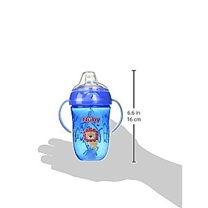 Nuby Comfort Trainer 2 Handle Cup with 360 Weighted Straw and Soft Silicone Spout, 9 Oz, Girl, Pink Flowers