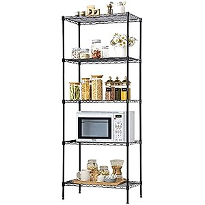 HKLGorg 5-Tier Wire Shelving Unit Metal Shelves Heavy Duty Layer Shelf Commercial Grade Storage Shelves 24" L x 14" W x 60" H Wire Rack with Leveling Feet for Kitchen Office Garage, Black