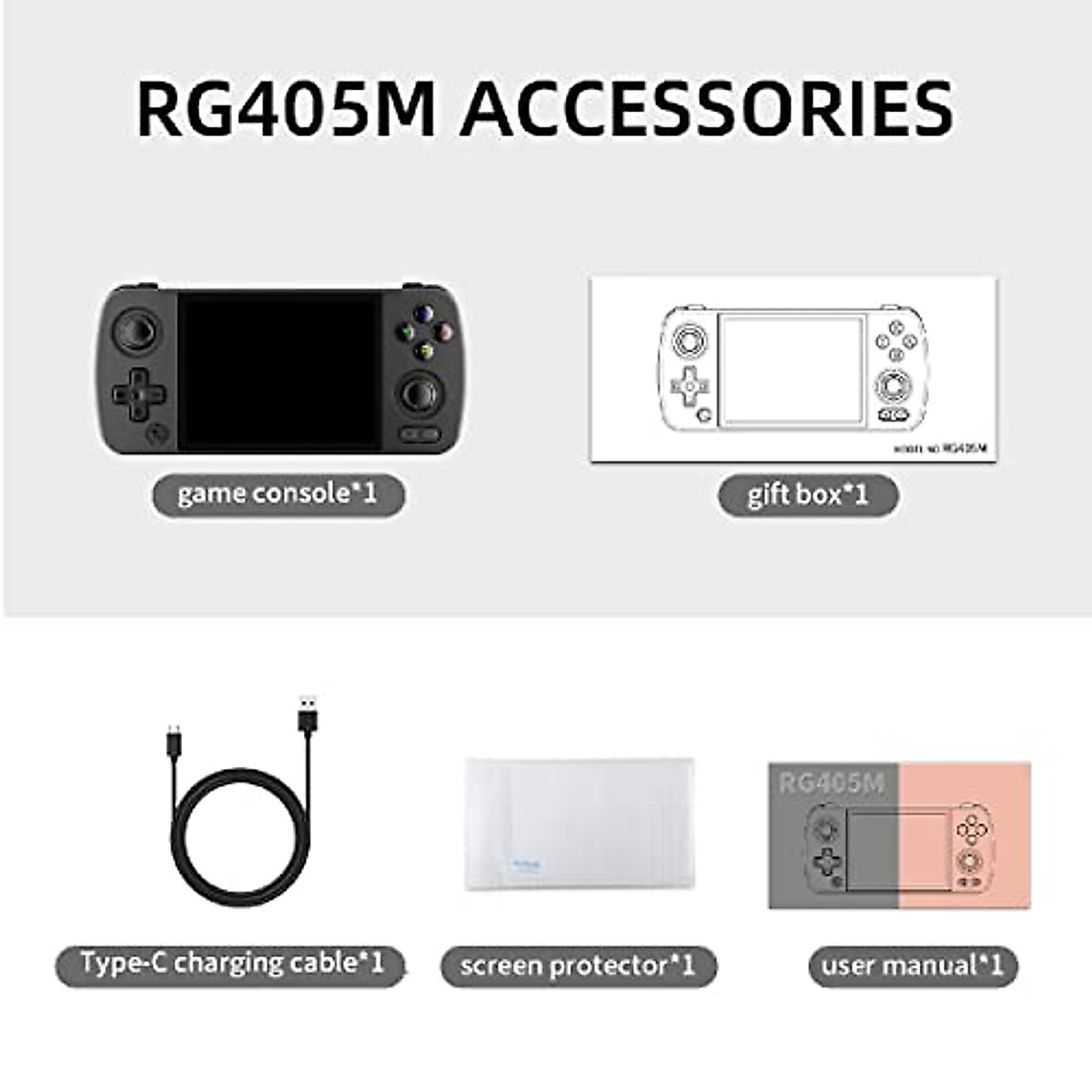 FABB RG405M Retro Game Console, 4G+128G Mini Handheld Console with 4000 Games, 4-Inch Android 12 System Console for Kids and Adults