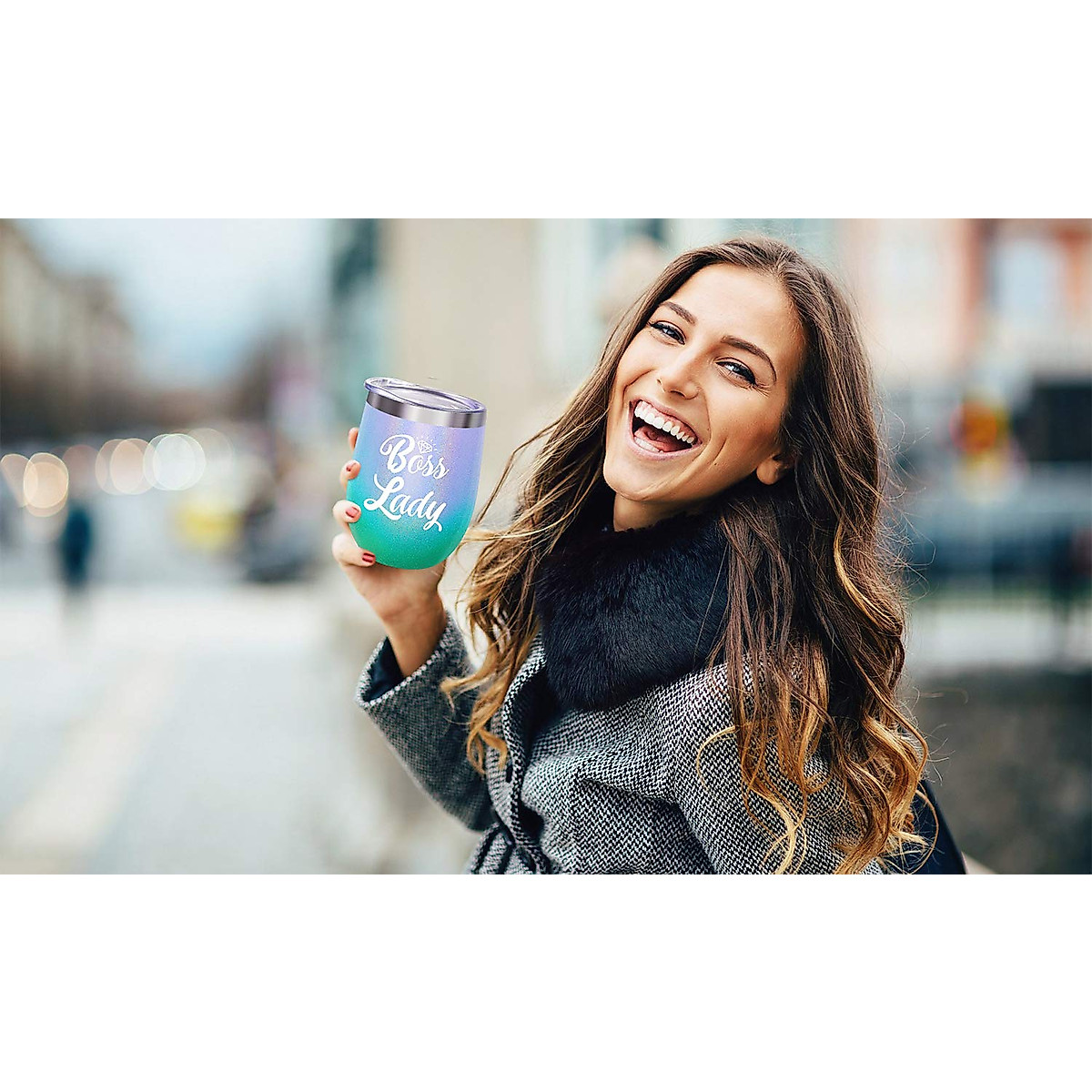 KOOLDRINK Boss Lady Tumbler-30th 45th 50th 75th Birthday Christmas Thank You Gifts for Women Boss Female Mom Stainless Steel Wine Tumbler with Lid and straw 12oz Multicolor