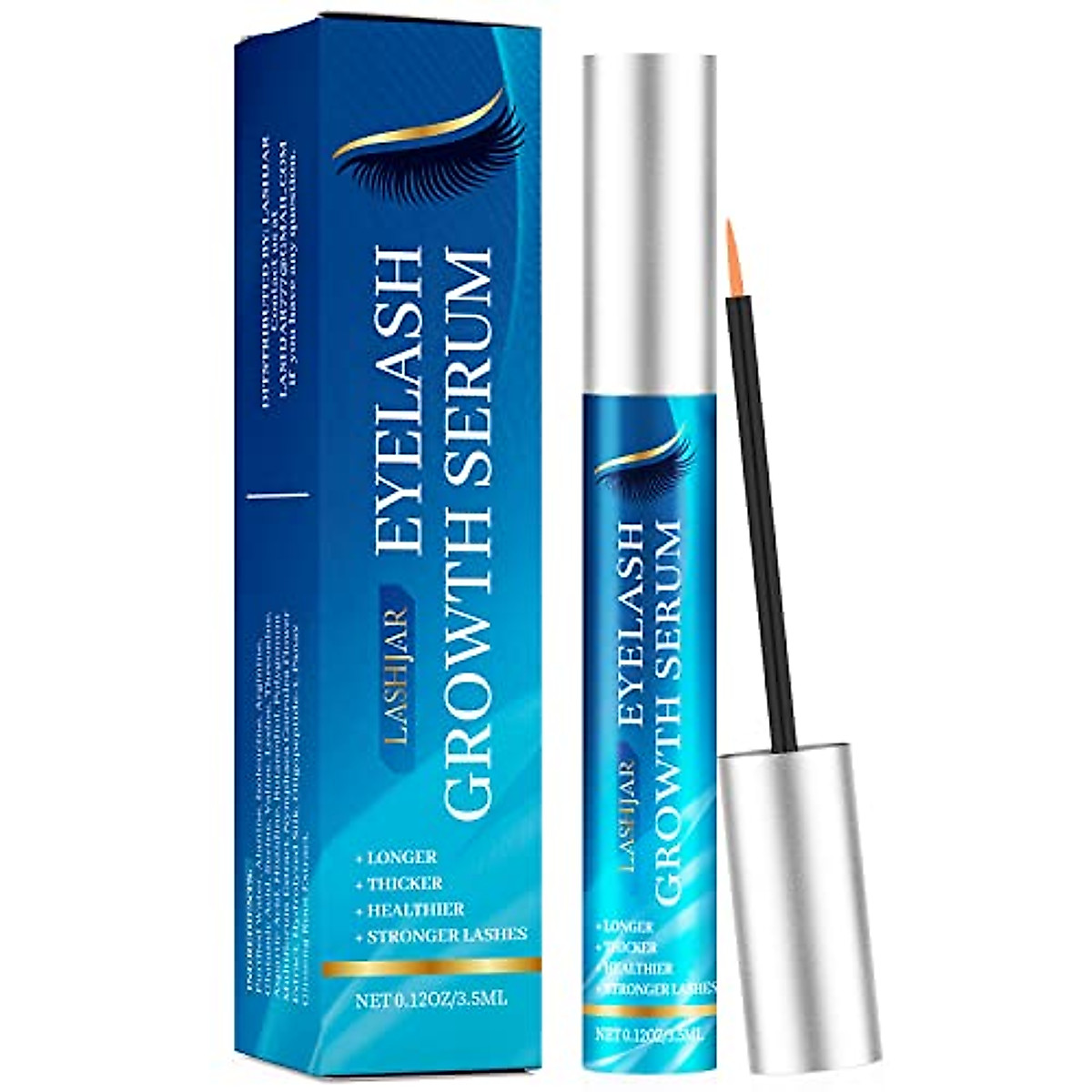 Premium Eyelash Growth Serum and Eyebrow Enhancer by LASHJAR, Lash Boost Serum for Longer, Fuller Thicker Lashes & Brows