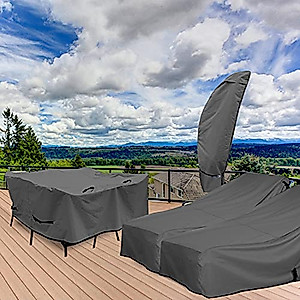 Porch Shield Patio Umbrella Cover - Outdoor Waterproof Garden Offset Banana Parasol Cover Fits Cantilever Offset Umbrella 7.5-11.5 Feet, Black