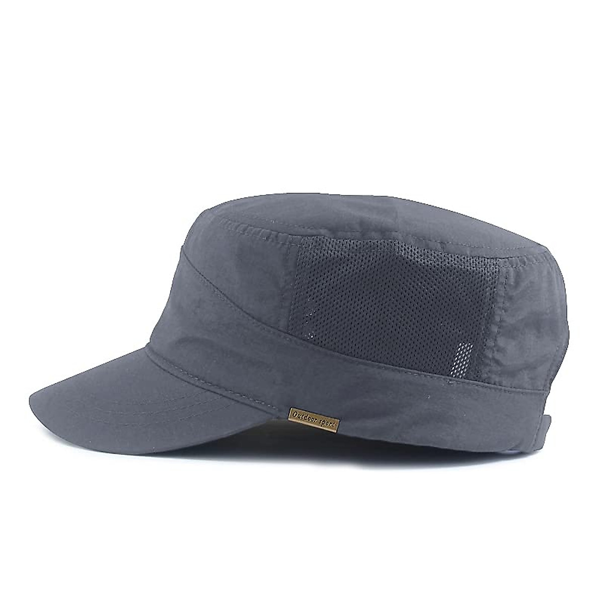 FASHIXD Mesh Military Cap Plus Size Hats for Men Summer XL Army Hats Quick Qry Short Bill Hat Cadet Cap (as1, Alpha, x_l, Dark Grey)