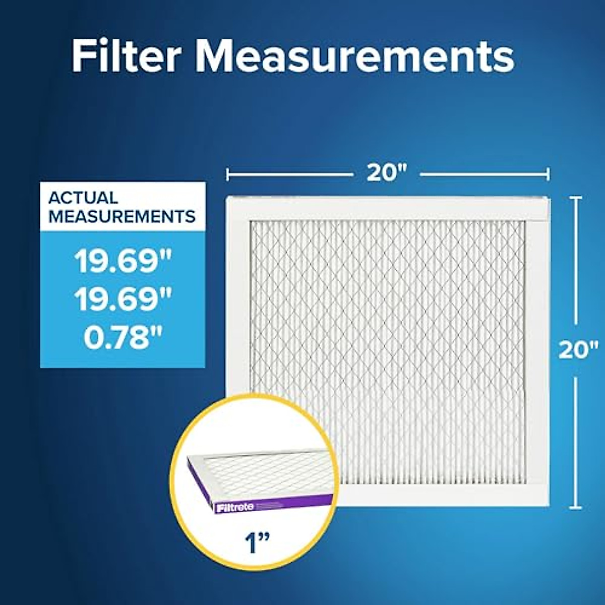 Filtrete 20x20x1 AC Furnace Air Filter, MERV 12, MPR 1500, CERTIFIED asthma & allergy friendly, 3 Month Pleated 1-Inch Electrostatic Air Cleaning Filter, Pack of 2 (Actual Size 19.69x19.69x0.78 in)