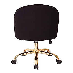 OSP Home Furnishings Layton Mid-Back Adjustable Office Chair with 5-Star Base, Gold Finish and Black Velvet