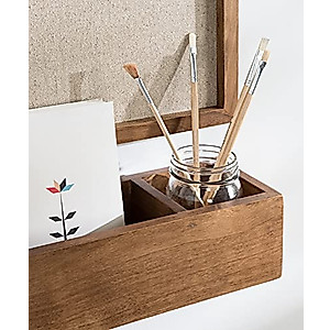 Kate and Laurel Hutton Pocket Shelf Wall Organizer, 26 x 5 x 4, Rustic Brown, Decorative Transitional Mail Holder with Storage