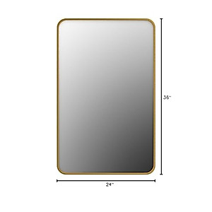 HOWOFURN 24’’x36’’ Bathroom Mirror, Gold Mirrors for Wall, Rectangular Wall Mount Mirror for Bathroom, Vertical & Horizontal Hung for Bedroom, Bathroom, Living Room