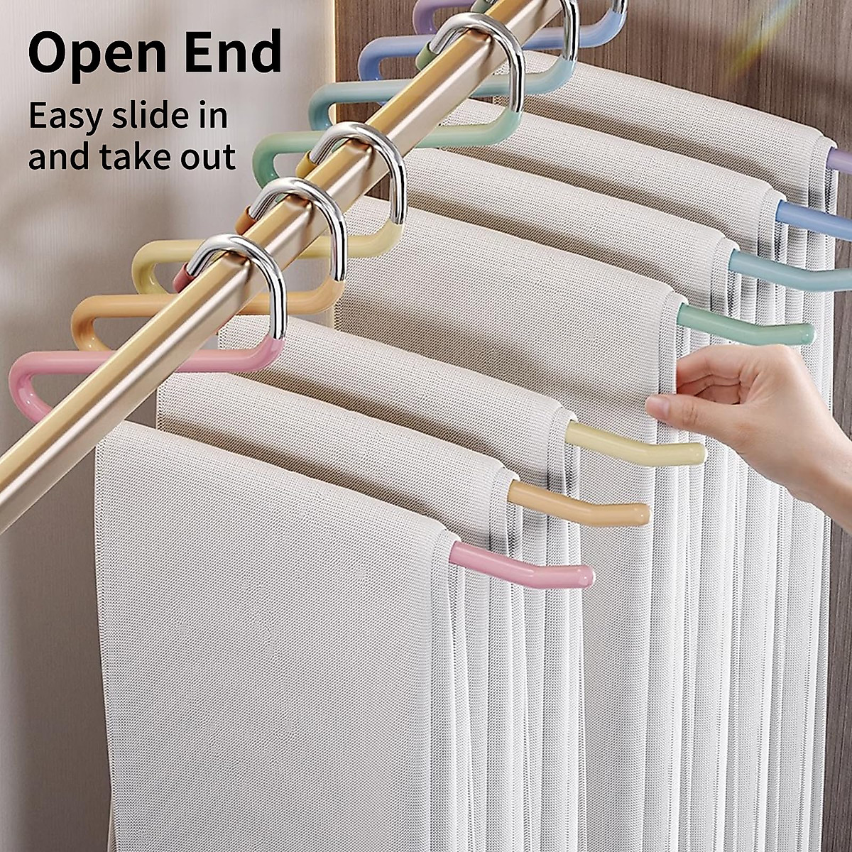 SLMT Pants Hangers for Women and Men, 28 Pack Jean Hangers for Closet, Non Slip Open Ended Trouser Hangers, Metal Clothes Hangers for Pants