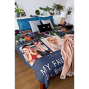 Personalized Name Blanket for Grandma, Custom Blanket with Name and Photo Collages, Throw Blanket Adult Baby Fleece Unique, Gift for Daughter, Son, Couples Anniversary, Blankets for Family Birthday