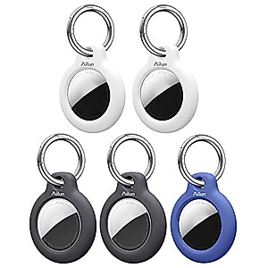 Ailun [5Pack] Hard PC Cover for AirTag,Shockproof Cover Loop with Keychain Ring Holder Skin Protector Protective Case Tracker Finder Locator Anti-Lost Protector Holder for AirTags,Wear-Resistant