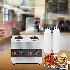 Electric Sauce Warmer Dispenser, Countertop Stainless Steel Sauce Heat Preservation Machine 320W Chocolate Sauce Warmer with Squeeze Bottle, Hot Fudge Nacho Cheese Ketchup Warmer for Commercial