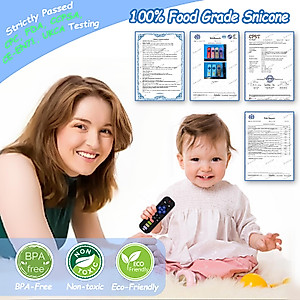 Jkevow Baby Teething Toys, Silicone Teethers Toys for Babies 0-24 Months, Remote Control Shape Baby Teethers Chew Toys, BPA Free Freezable Relief Molars Gums Pain (Black)