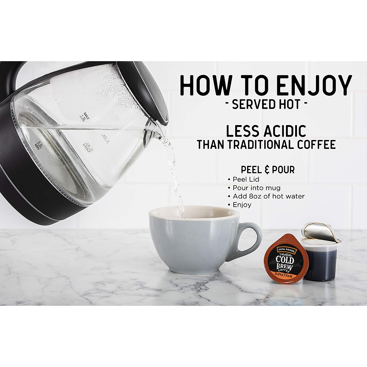 Java House Cold Brew Coffee Concentrate Single Serve Liquid Pods, Sumatran, 12 Count