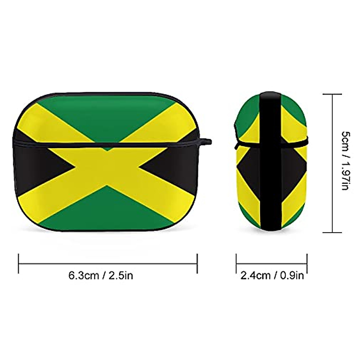 YouTary Jamaican Flag Pattern Apple Airpods pro Case Cover with Keychain, AirPod Headphone Cover Unisex Shockproof Protective Wireless Charging Headset Accessories