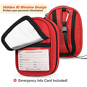 SITHON Insulated Medicine Carrying Case Bag - Small Travel Medication Organizer Emergency Medical Pouch Holds Auvi Q, Nasal Spray, Allergy Meds, Asthma Inhaler Case, Red